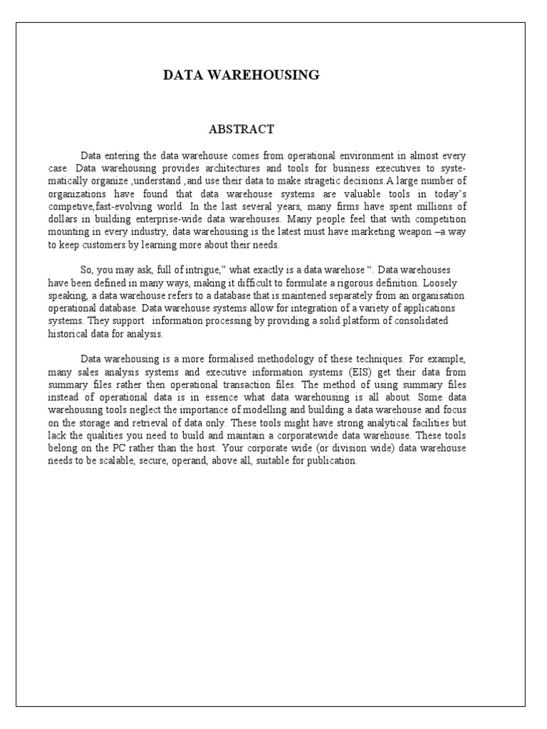 Data Warehousing 07012013132829 Data Warehousing | PDF | Data Warehouse | Relational Database