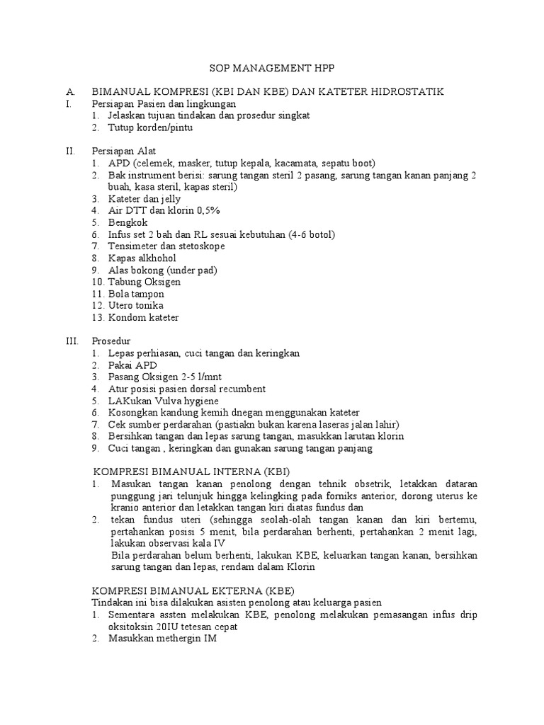 SOP Kompresi Bimanual & Kateter | PDF