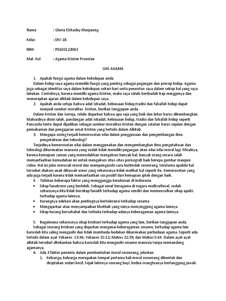 Uas Agama Kristen Protestan | PDF