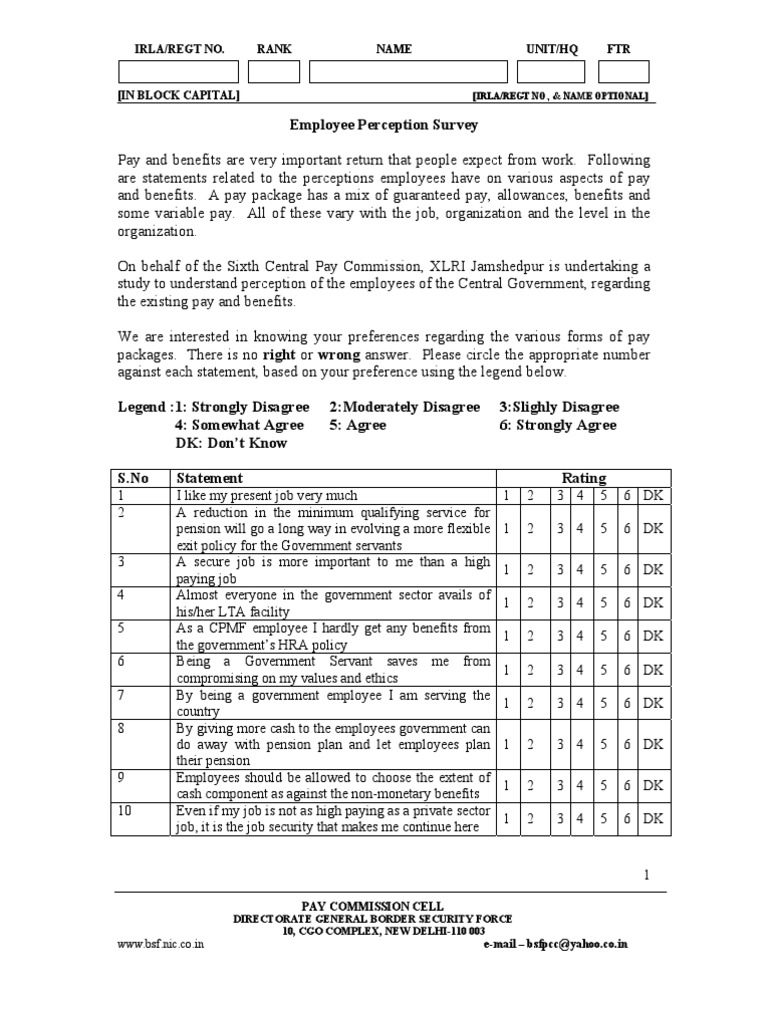 Employee Perception Survey | Employment | Salary