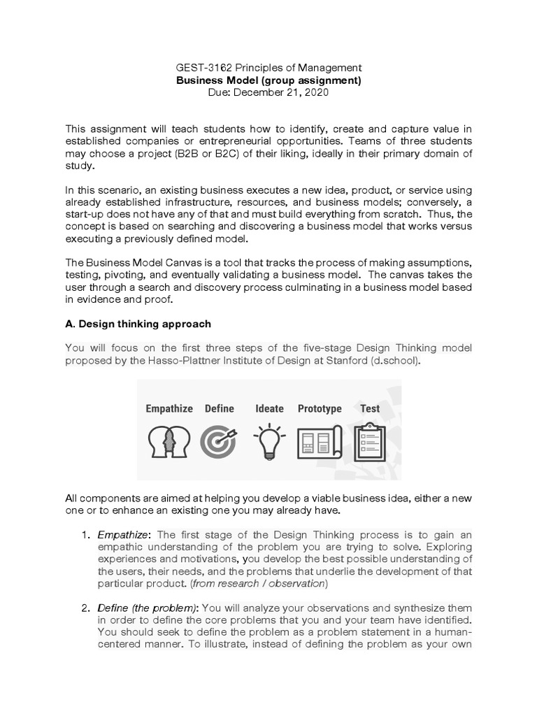 Business Model Assignment | PDF | Competitive Advantage | Design Thinking
