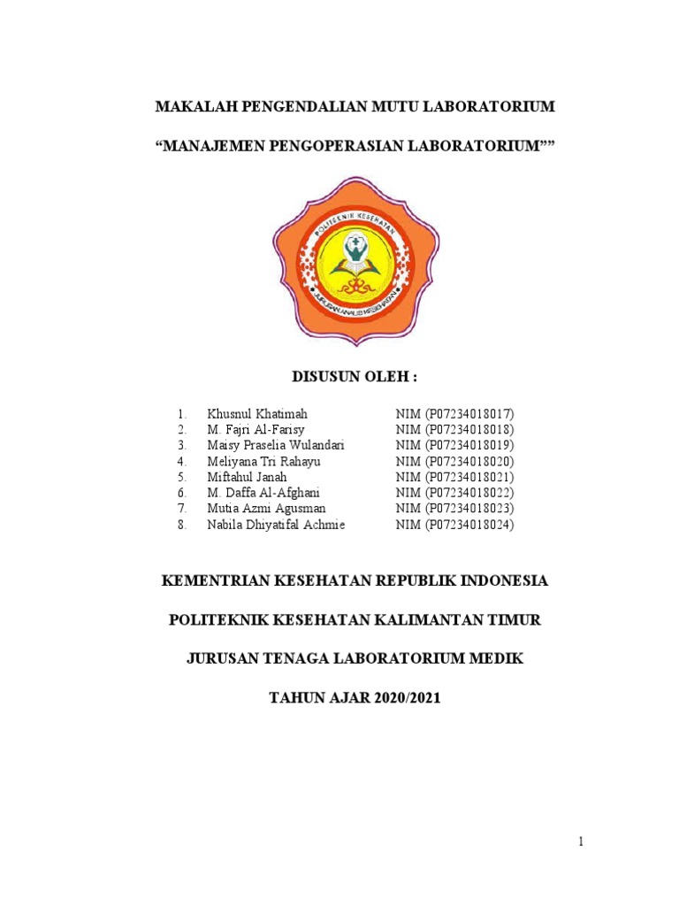 MAKALAH PENGENDALIAN MUTU LABORATORIUM Kelompok 3 3A | PDF