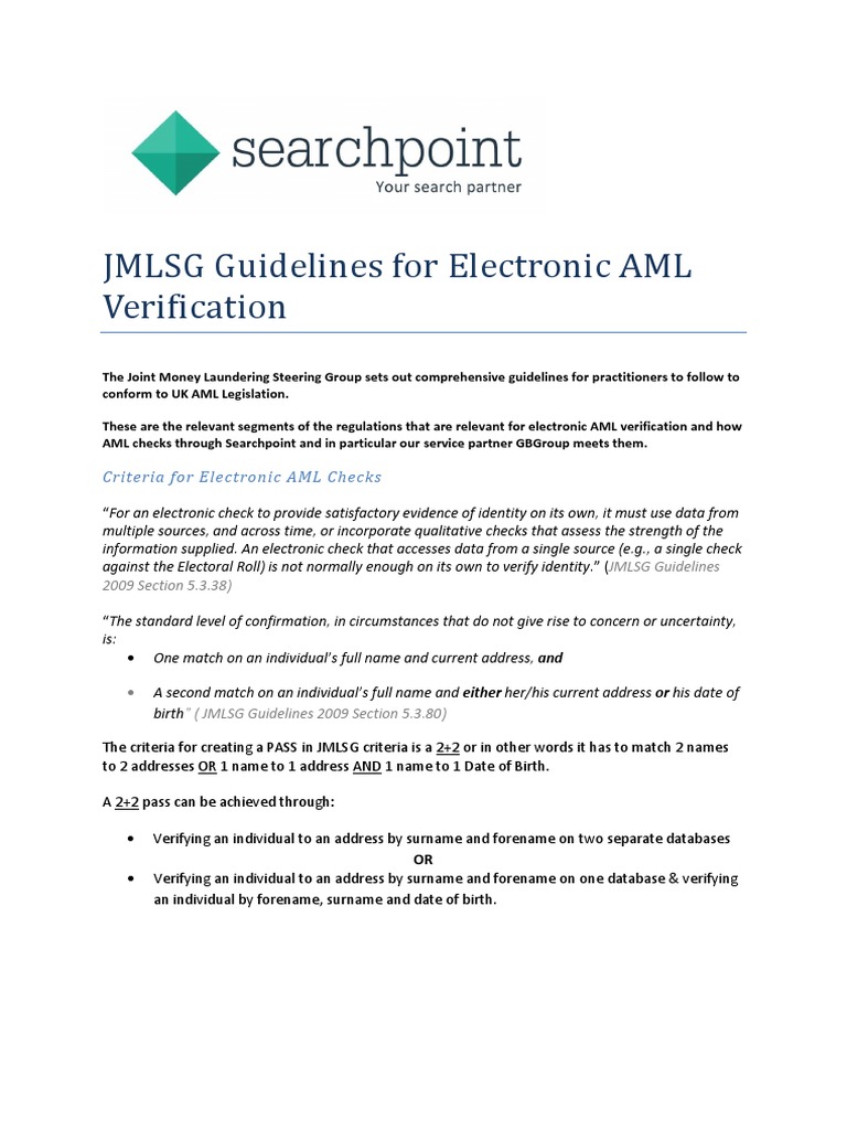 JMLSG Guidelines For Electronic AML Verification | PDF | Money ...