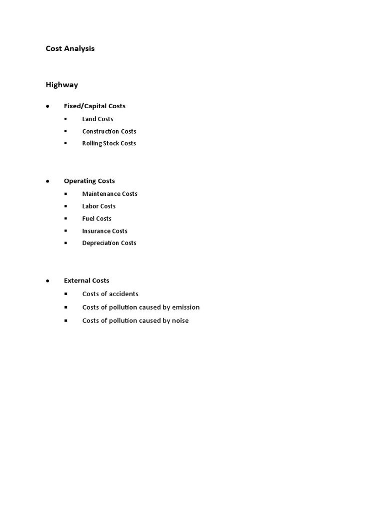 Comprehensive Transport Cost Analysis | PDF
