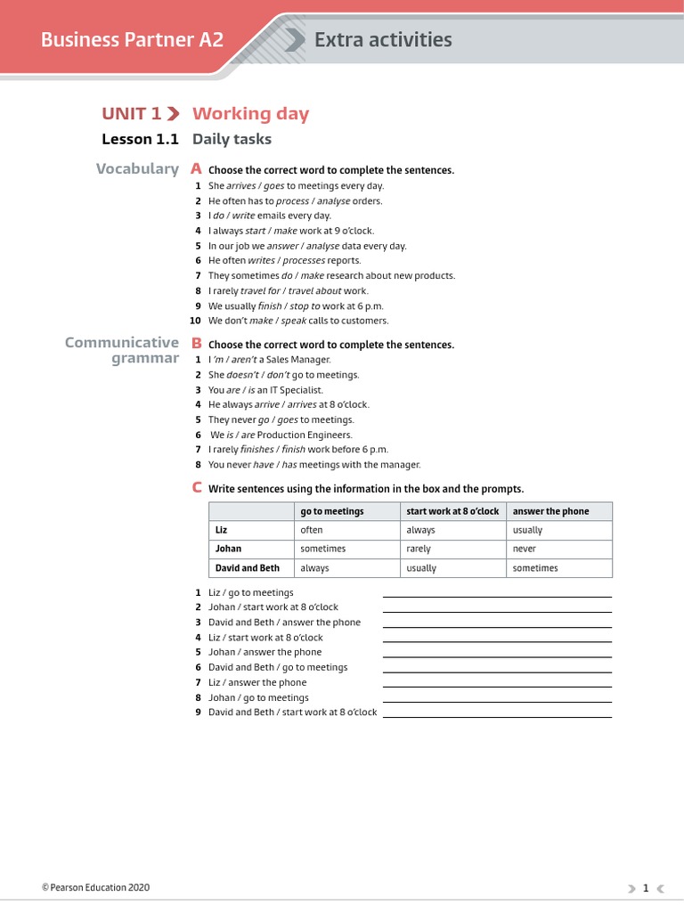 Business Partner A2: Extra Activities | PDF | Communication | Business