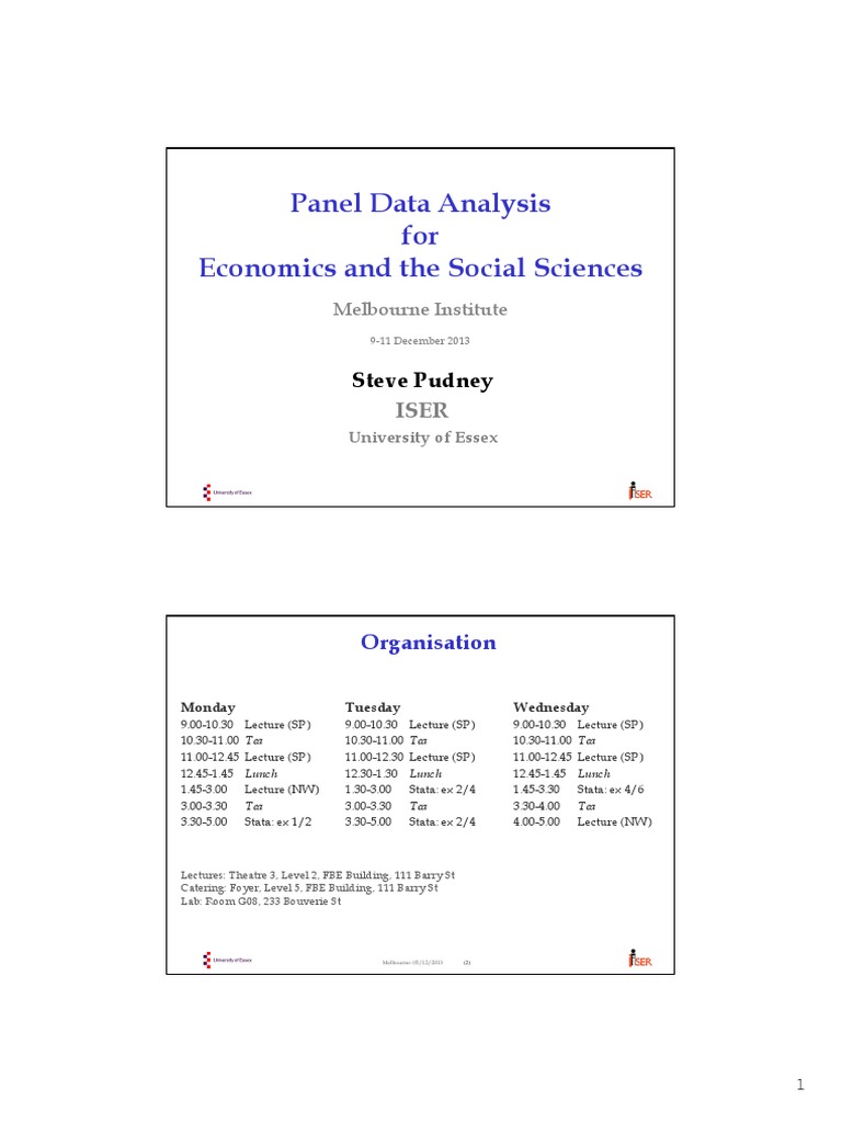 Panel Data Analysis Workshop 2013 | PDF | Regression Analysis | Errors And Residuals