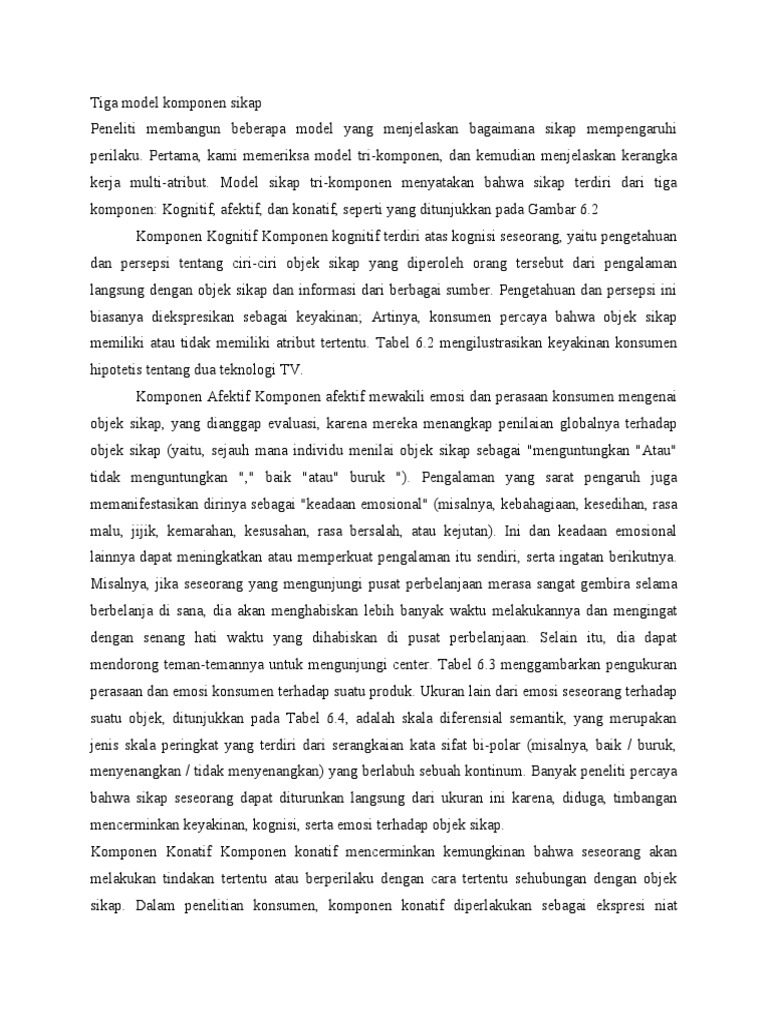 Tiga Model Komponen Sikap | PDF