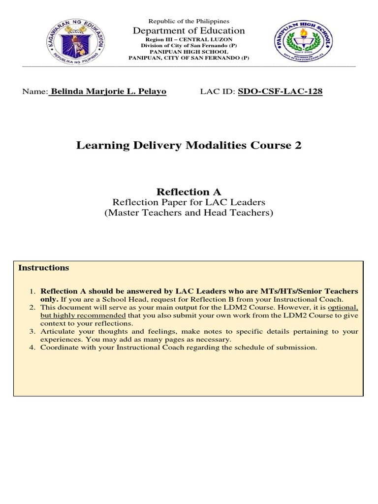 Learning Delivery Modalities Course 2: Department of Education ...