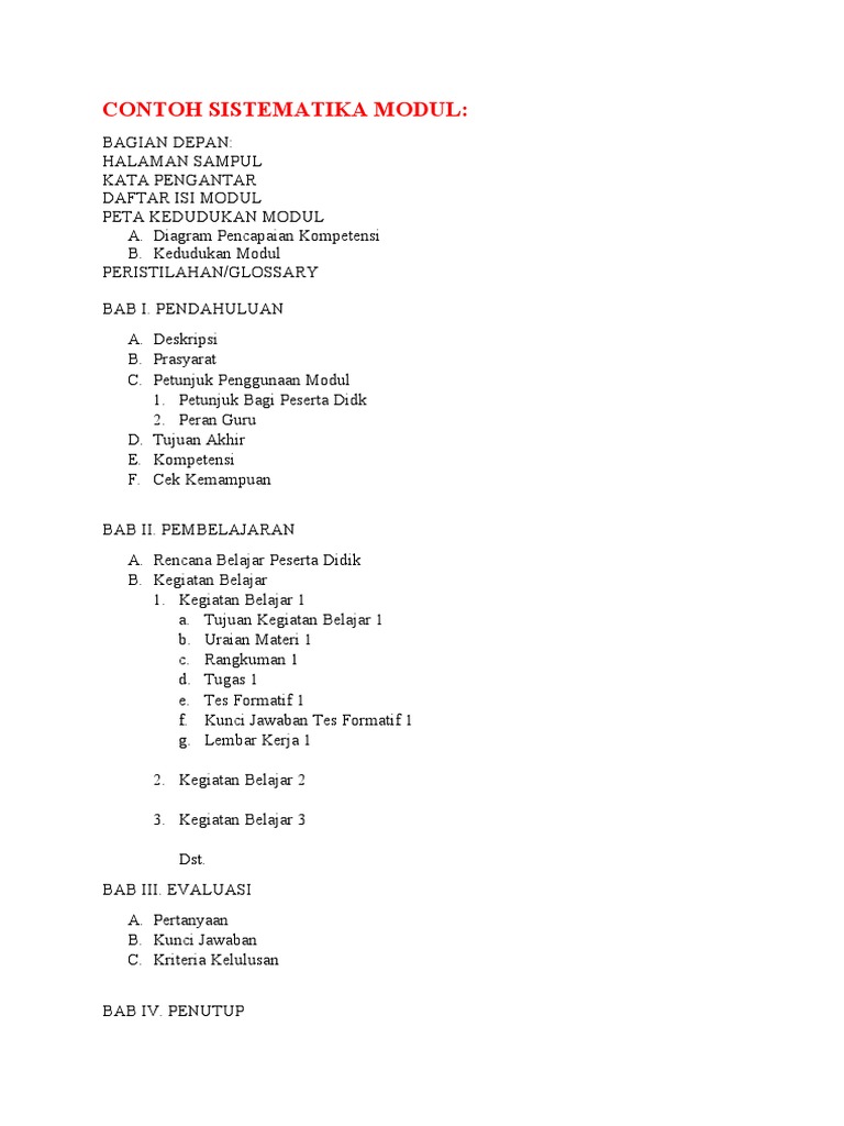 Contoh Sistematika Modul Pdf