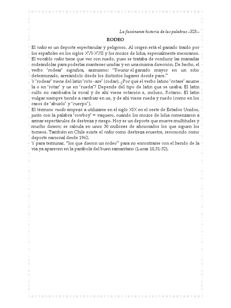 Origen Palabras 325 Rodeo | PDF