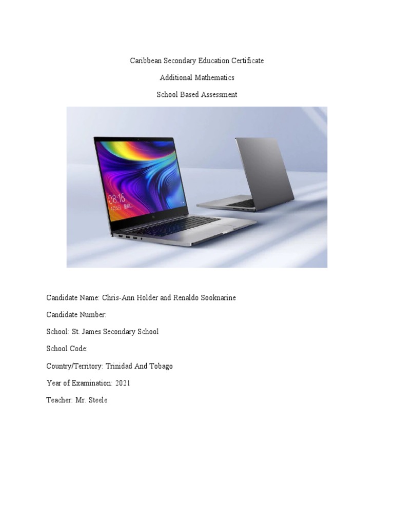 Additional Mathematics Sba | PDF | Mathematical Objects | Teaching ...