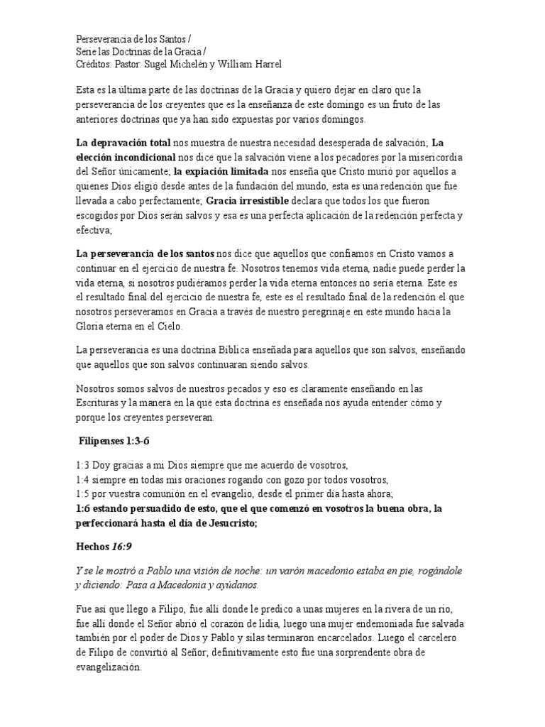 Perseverancia de Los Santos William Harrel | PDF | calvinismo | Cristo ...