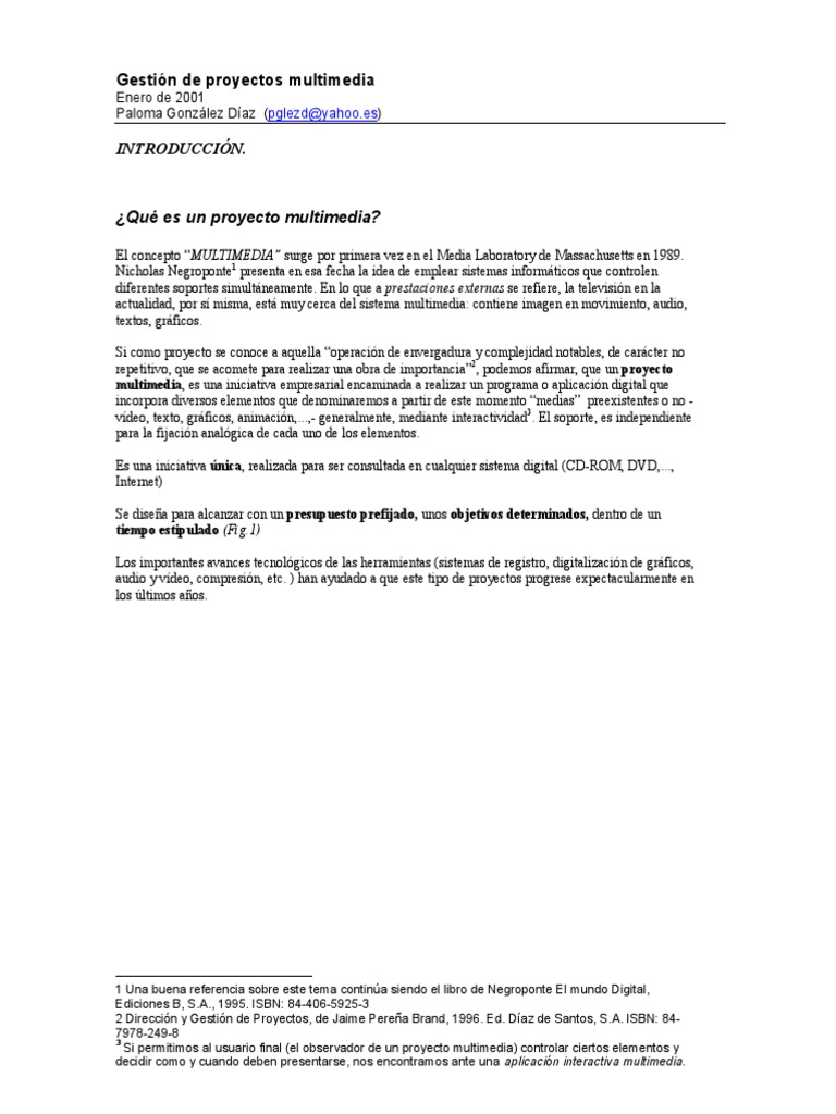 Gestion de Proyectos Multimedia | PDF | Multimedia | Diseño