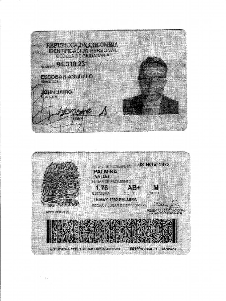 Cedula Jhon Jairo | PDF Cedula Jhon Jairo | PDF