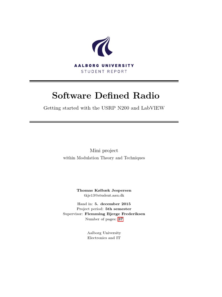 Software Defined Radio: Getting Started With The Usrp N200 and Labview ...