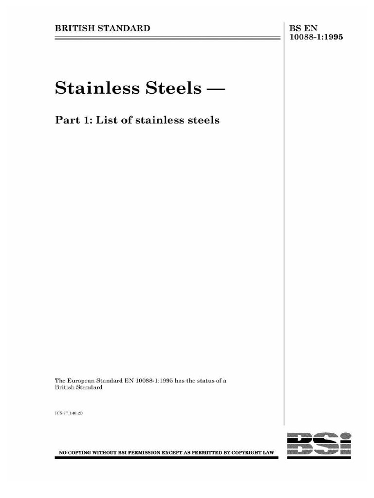 En 10088 1 Stainless Steels | PDF