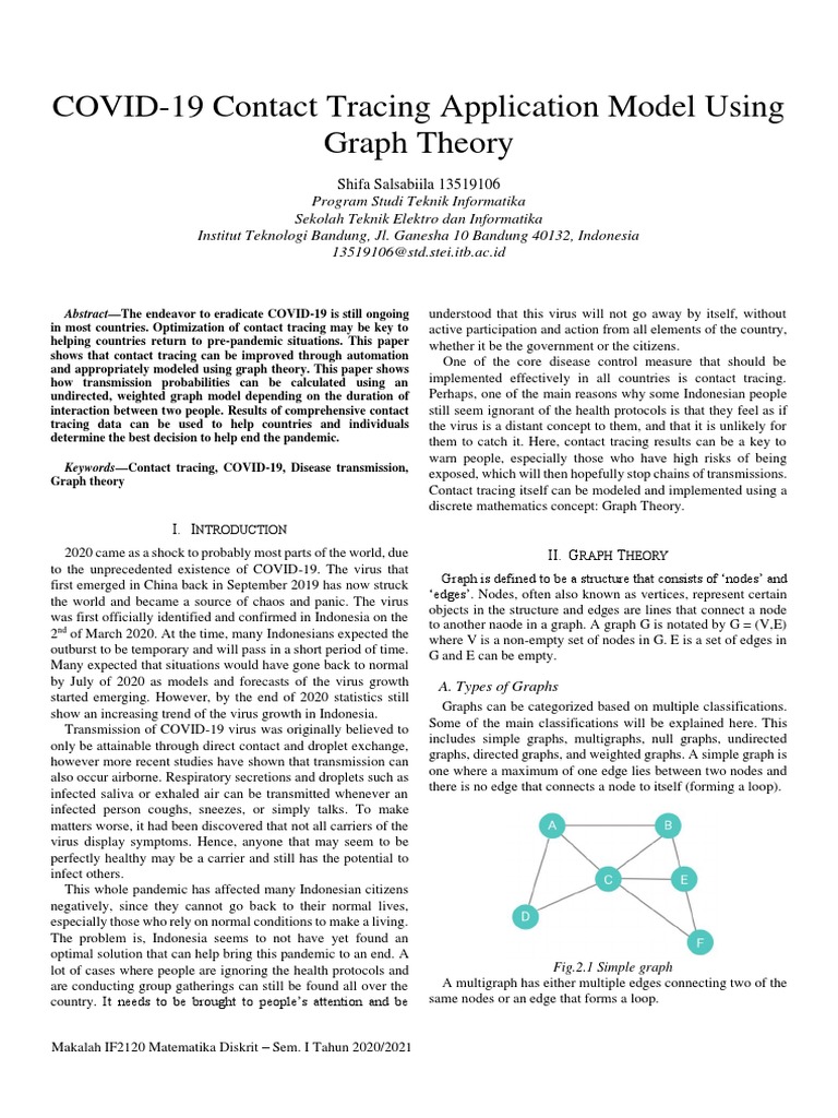 Covid 19 Contact Tracing Application Using Graph Theory | PDF | Vertex (Graph Theory) | Graph Theory