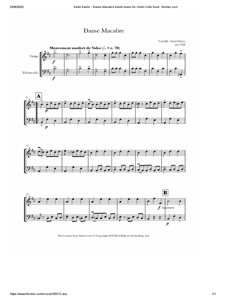 Saint-Saëns - Danse Macabre 1 | PDF