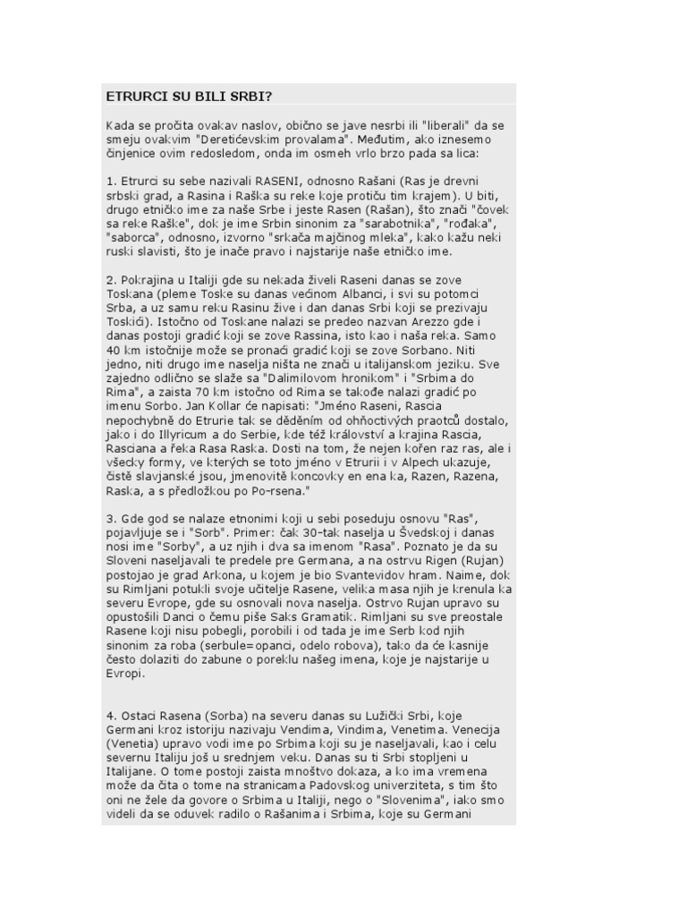 Etrurci Su Bili Srbi | PDF