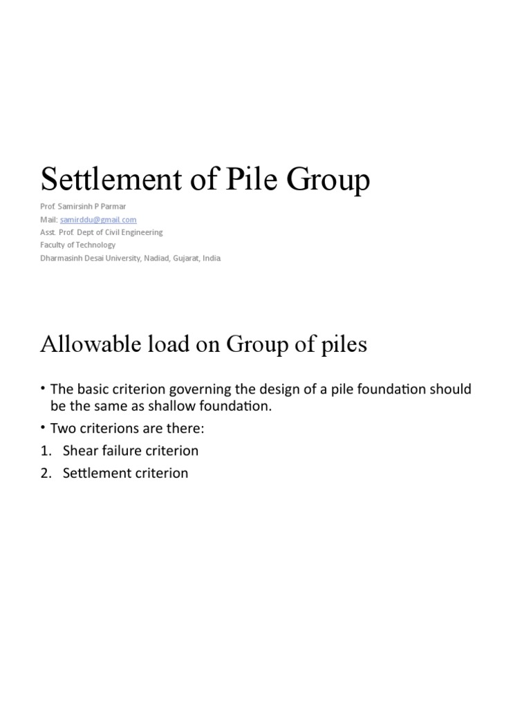 Pile Group Settlement Analysis Techniques | PDF | Deep Foundation ...
