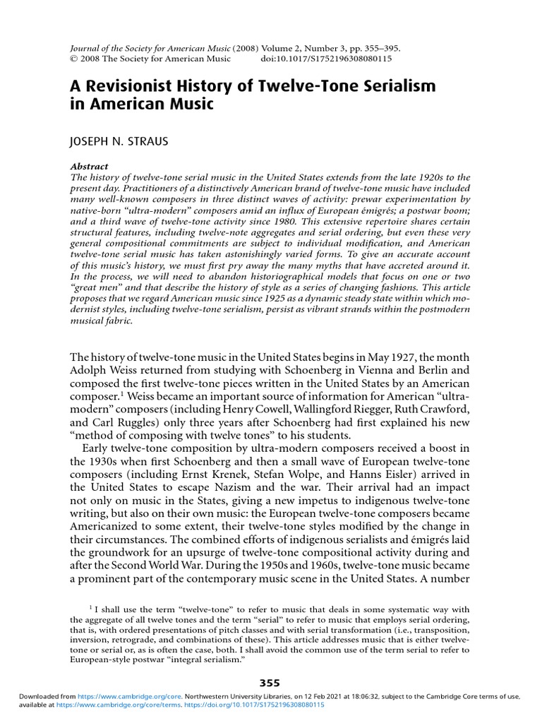 A Revisionist History of Twelve-Tone Serialism in American Music | PDF ...