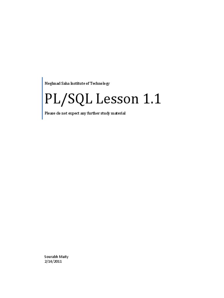PLSQL Study Material | PDF | Pl/Sql | Sql PLSQL Study Material | PDF | Pl/Sql | Sql
