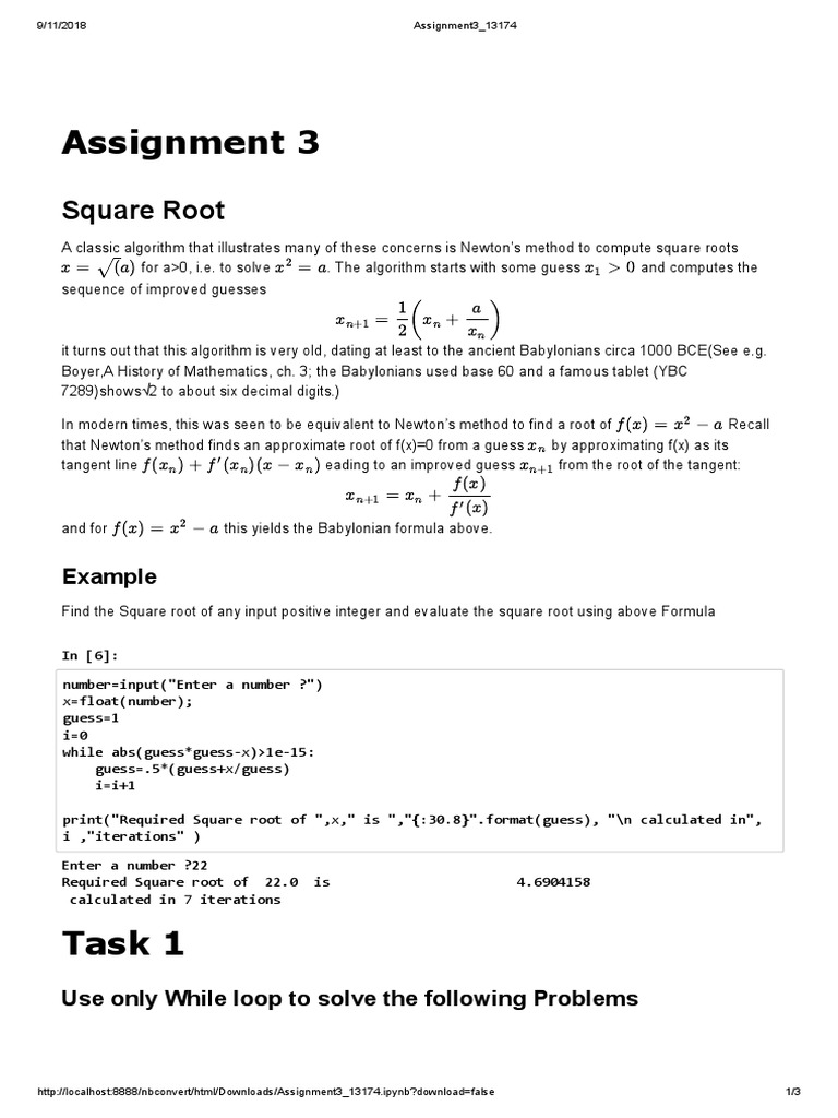Assignment 3: Square Root | Download Free PDF | Square Root ...