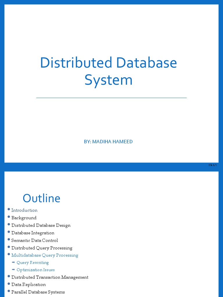 Distributed Database System: By: Madiha Hameed | PDF | Information Management | Databases