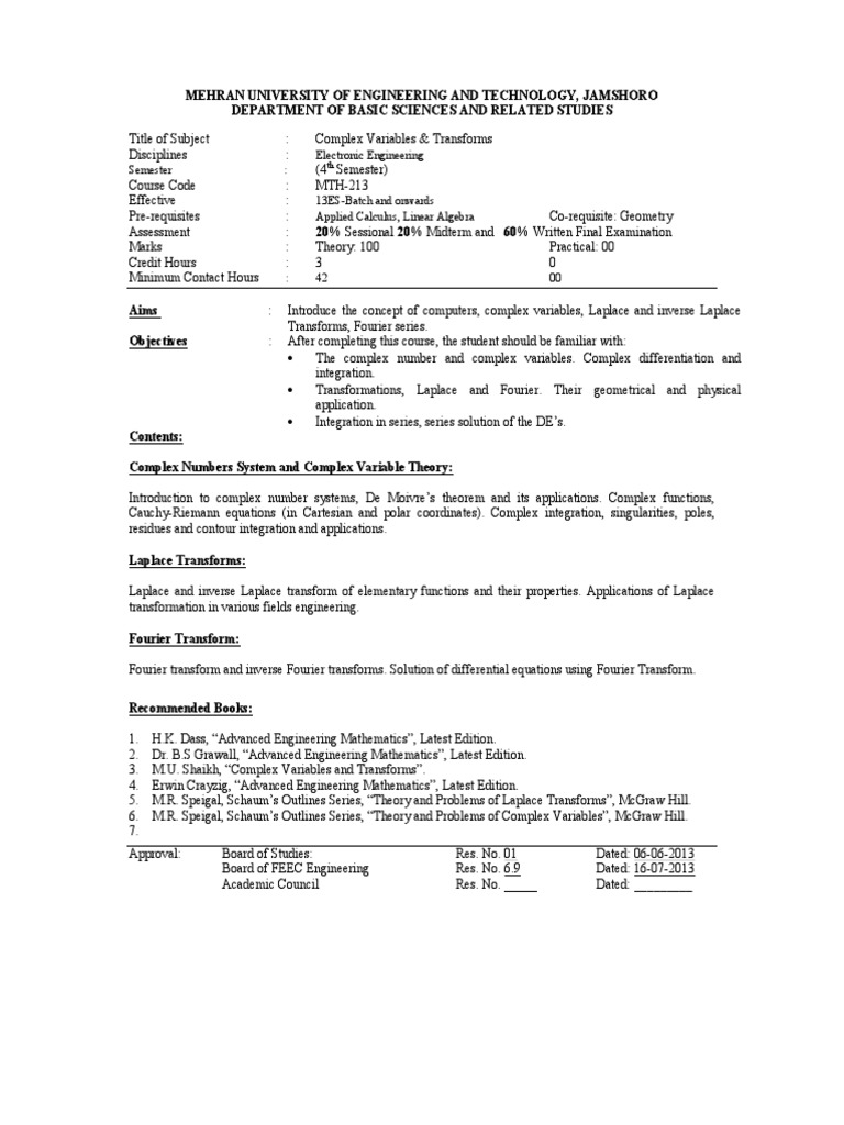 Electronic Engineering Semester: 13ES-Batch and Onwards Applied ...