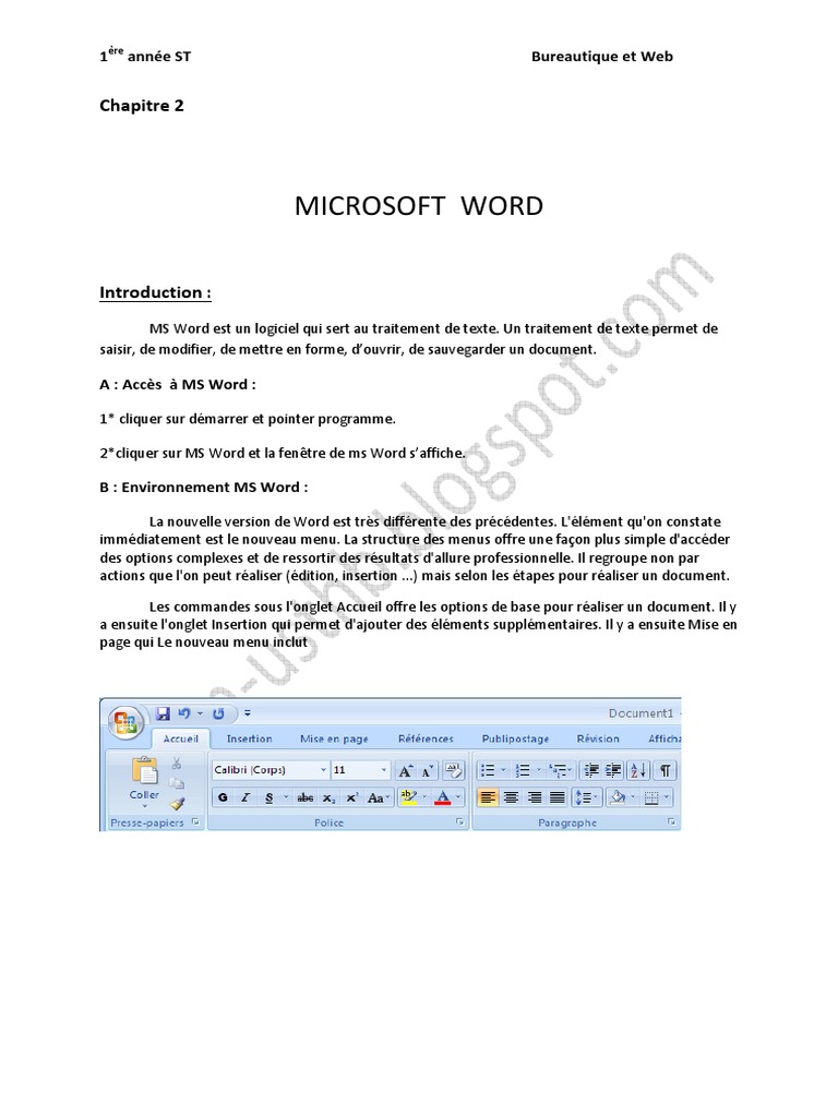 Chapitre2 MICROSOFTWORD | PDF | Microsoft Word | Microsoft Office