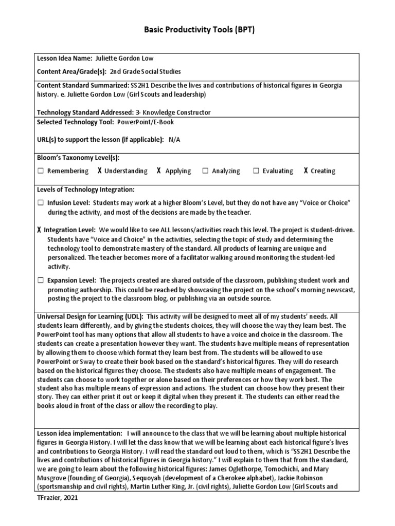 Juliette Gordon Low 2nd Grade Social Studies Lesson Plan | PDF ...