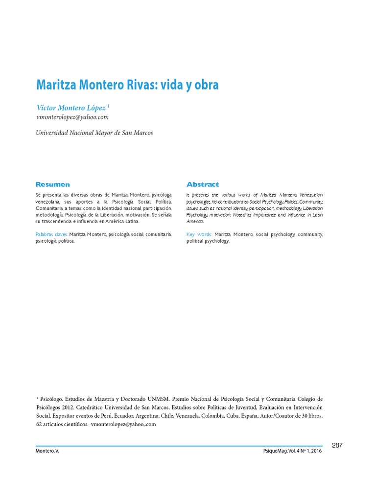 Montero, V. (2016) - Maritza Montero Rivas - Vida y Obra | PDF ...