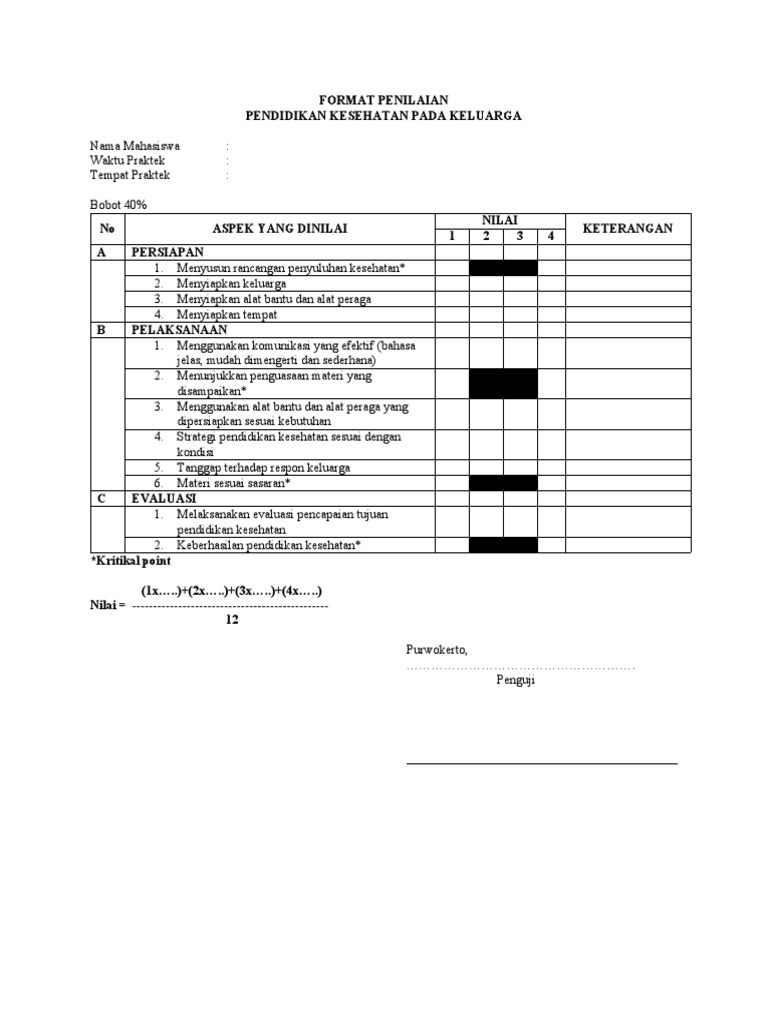 Format Penilaian Penkes | PDF