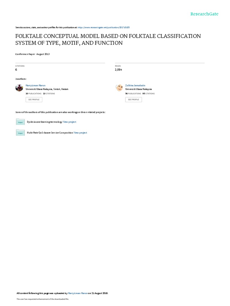 Folktale Conceptual Model Based On Folktale Classification System of ...