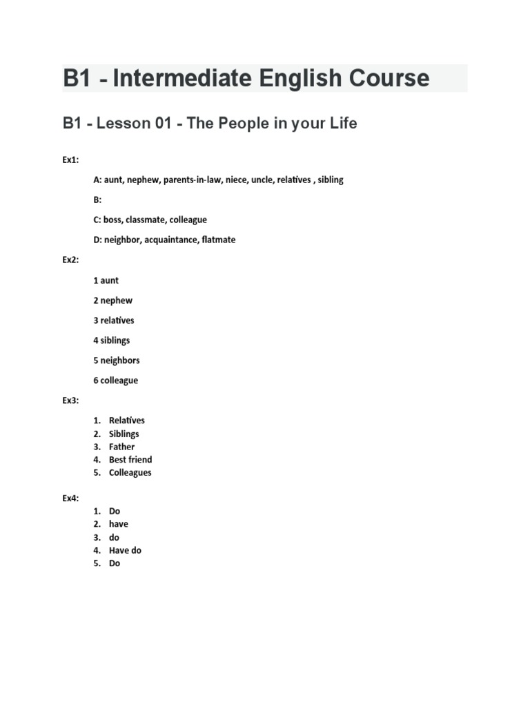 B1 - Intermediate English Course: B1 - Lesson 01 - The People in Your ...