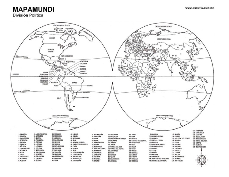 Mapamundi Con División Politica | PDF