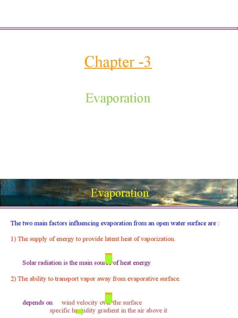 Chapter 3 Evaporation - PPTX - 0 | PDF | Evapotranspiration | Evaporation