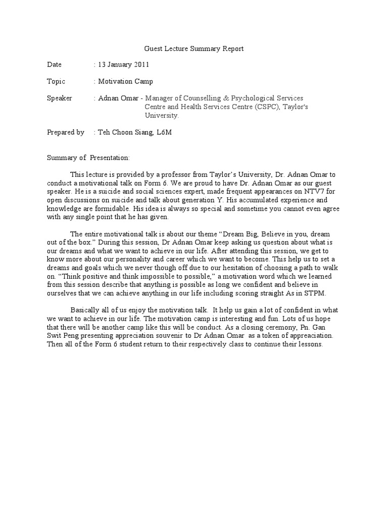 Guest Lecture Summary Report | PDF