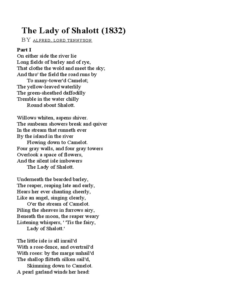 A. Tennyson - The Lady of Shalott | PDF | Nature