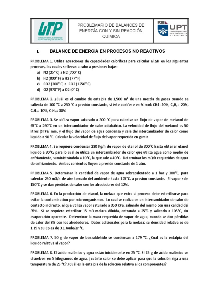 Problemario Iii | PDF | Evaporación | Calor