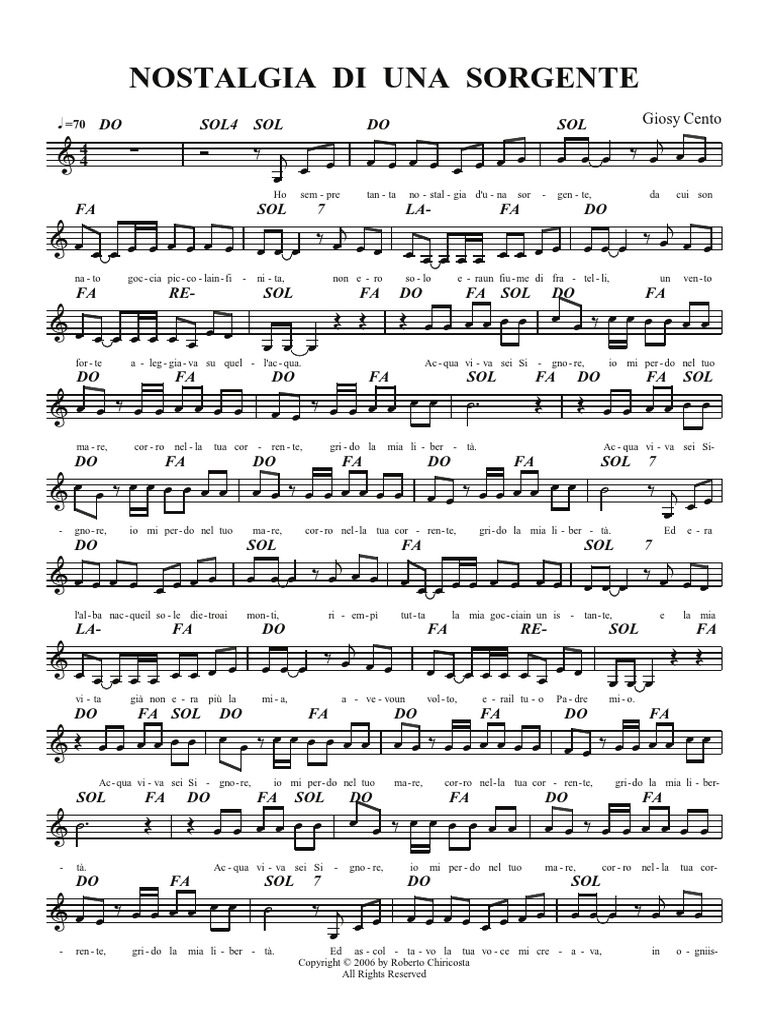 Nostalgia Di Una Sorgente (Giosy Cento) Spartito | PDF