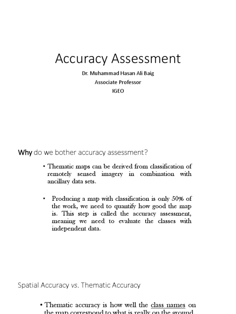 Lecture 8 (Accuracy Assessment) | PDF | Sampling (Statistics ...