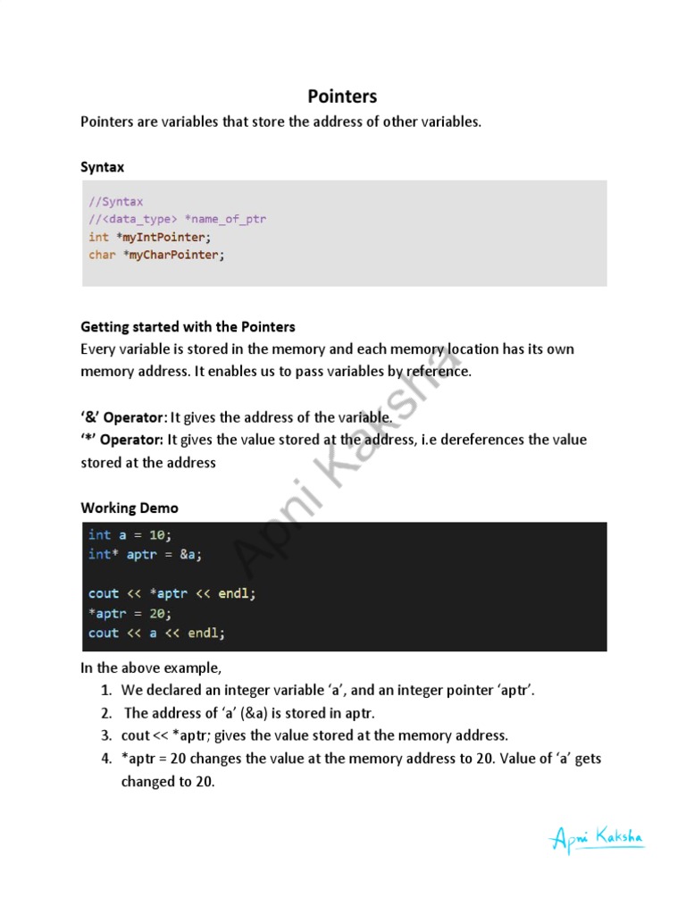 Pointers - Apni Kaksha | PDF