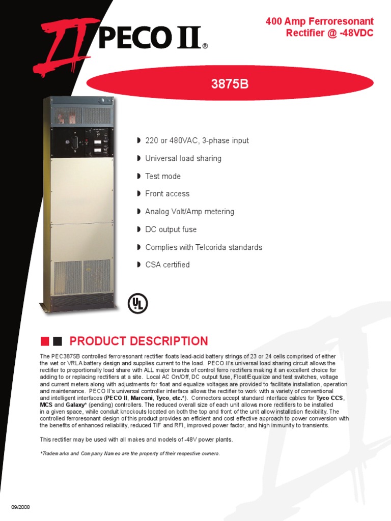A 400 Amp Ferroresonant Rectifier for -48VDC Power Systems: Specifications, Operation, and ...