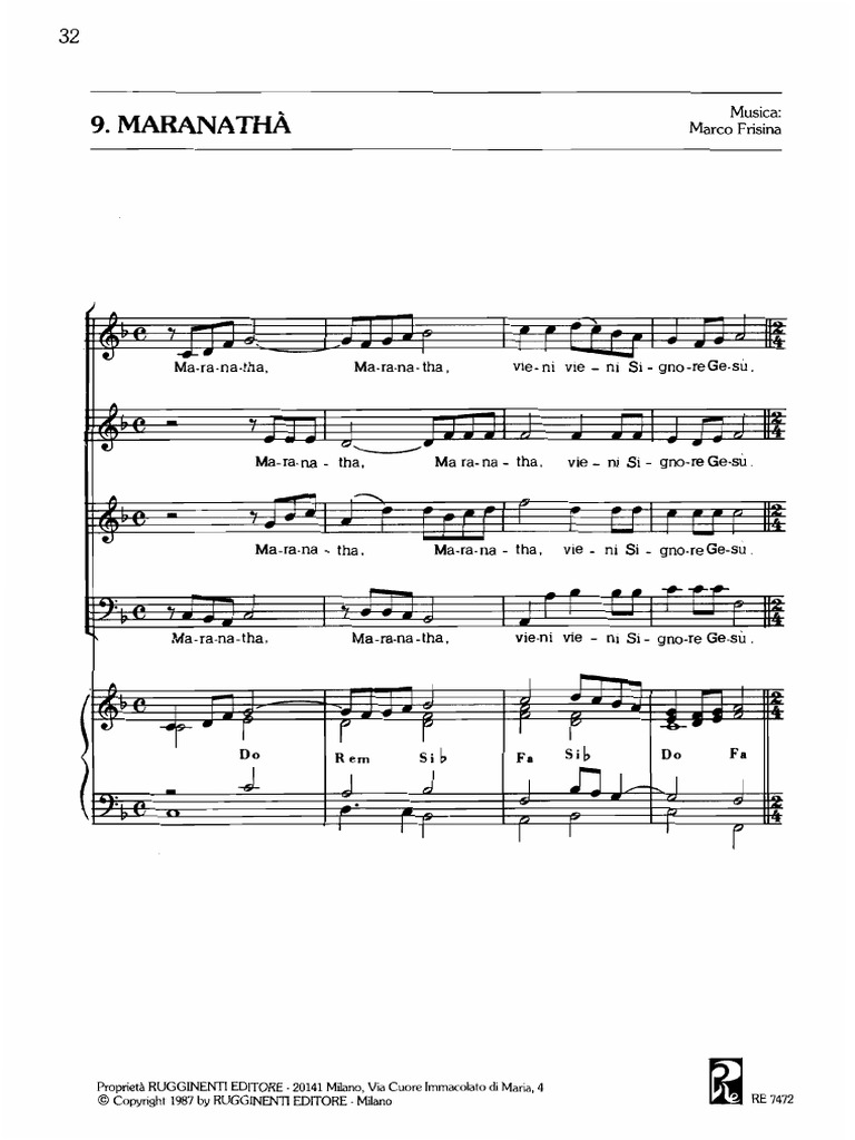 Maranathà - Marco Frisina Spartito | PDF
