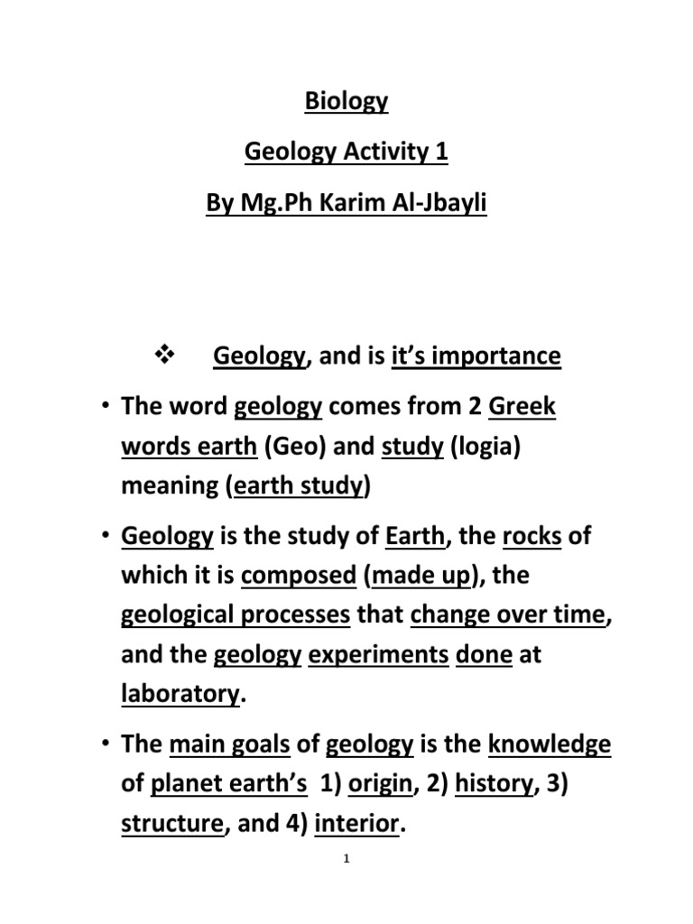 Geology, and Is It's Importance - The Word Geology Comes From 2 Greek | PDF