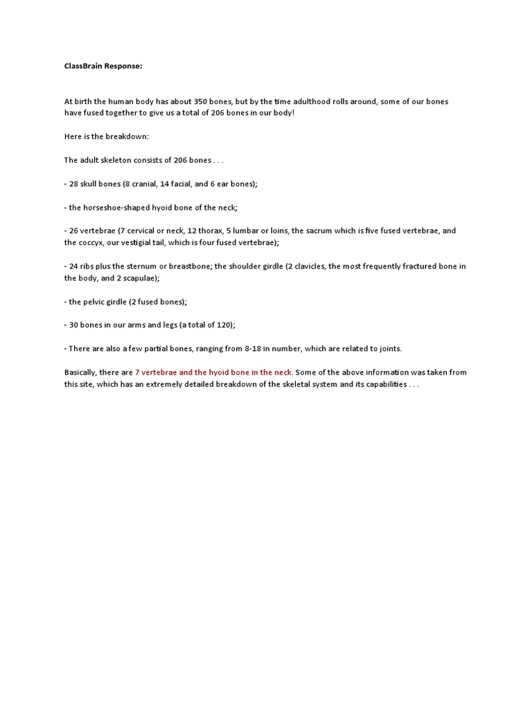 Human Skeleton: Bone Count Explained | PDF