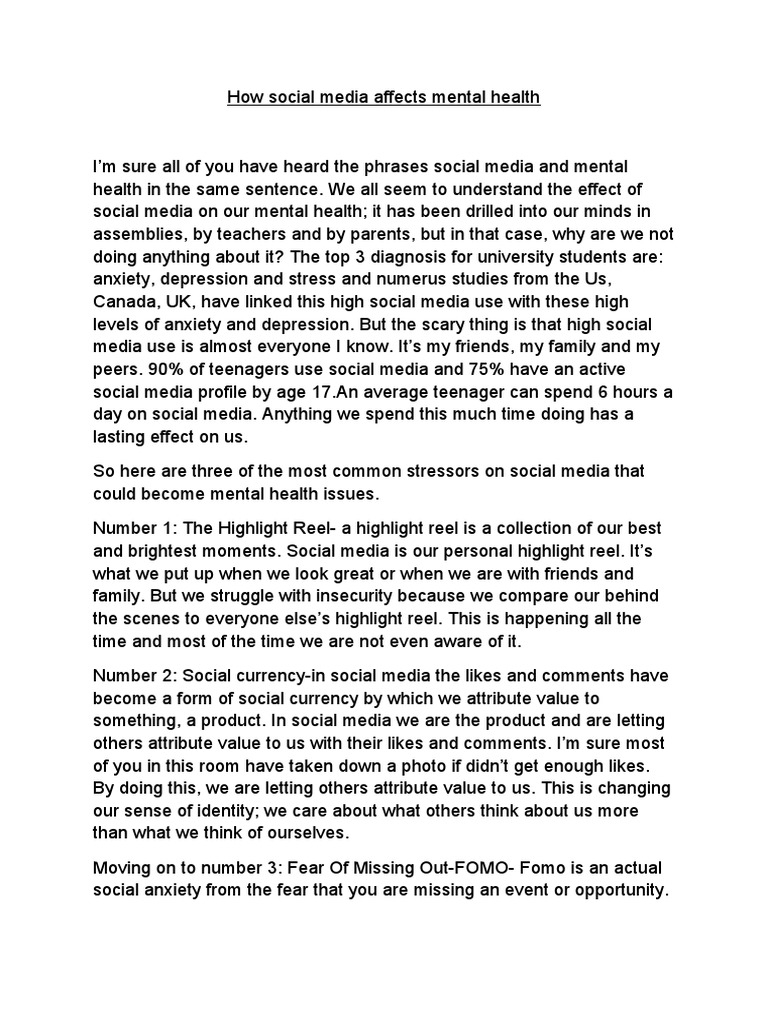 How Social Media Affects Mental Health | PDF | Social Media | Popular Culture & Media Studies