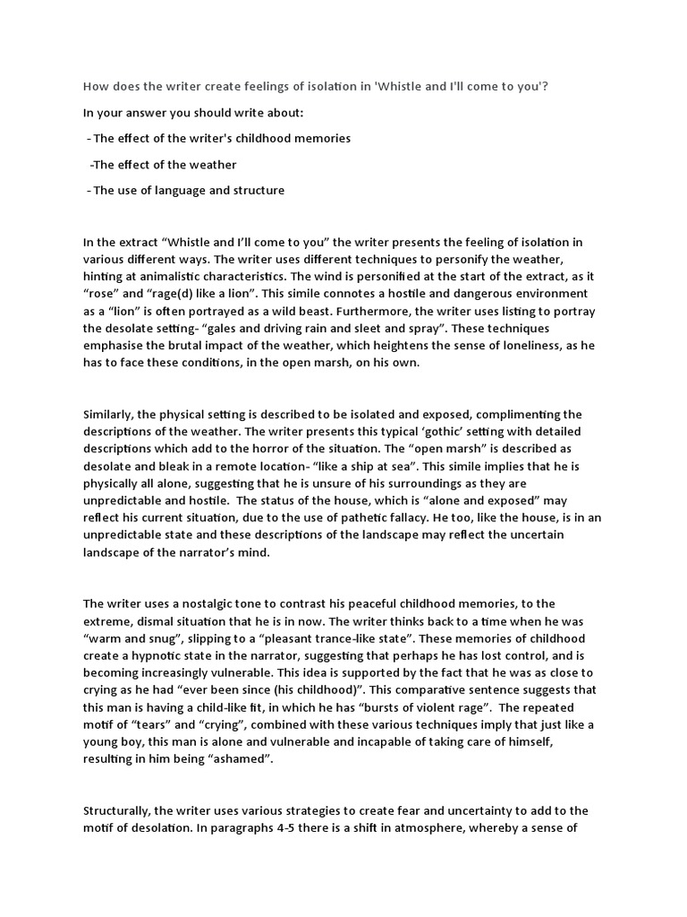 Whistle and I'll Come To You Essay | PDF