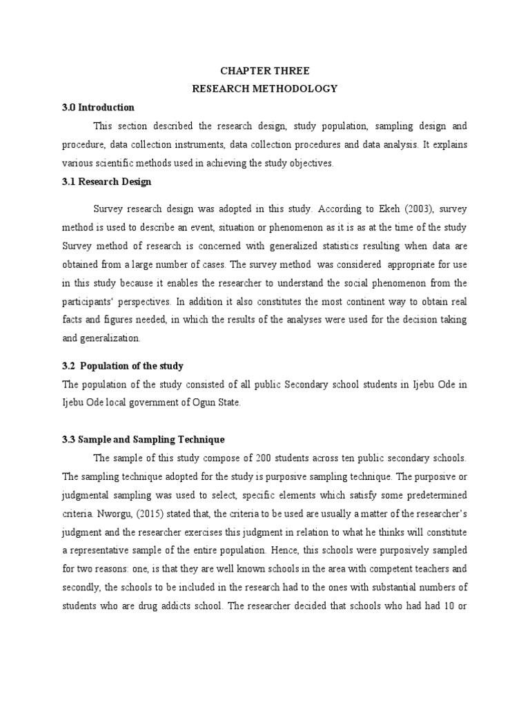 Chapter Three Research Methodology | PDF | Validity (Statistics ...